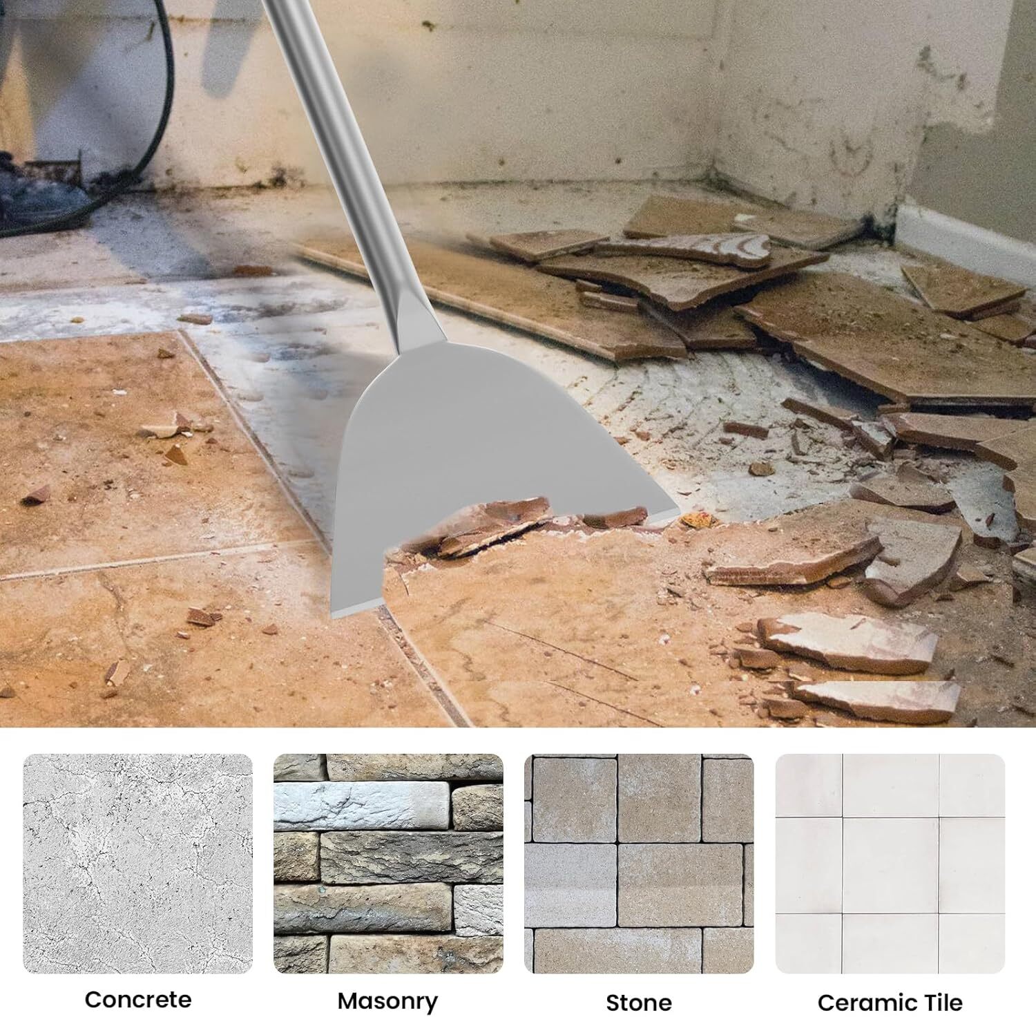 TOOVEM SDS Max Chisel 6 x 15 Inch Floor Scraper Thinset Removal ...