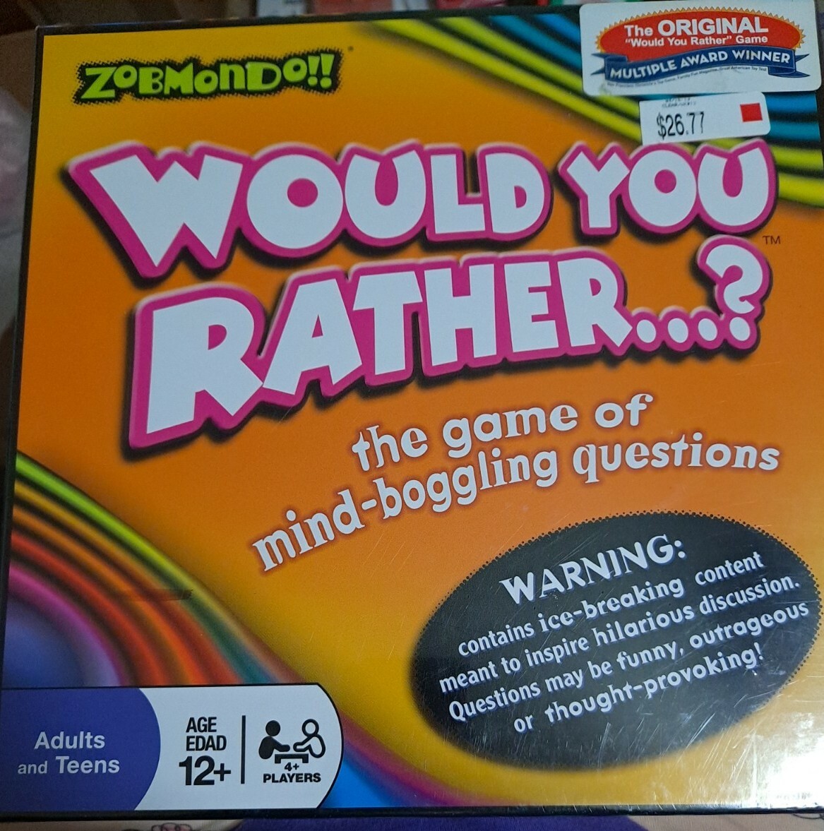 Would You Rather? Board Game by Zobmondo!! NEW Sealed with plastic ...