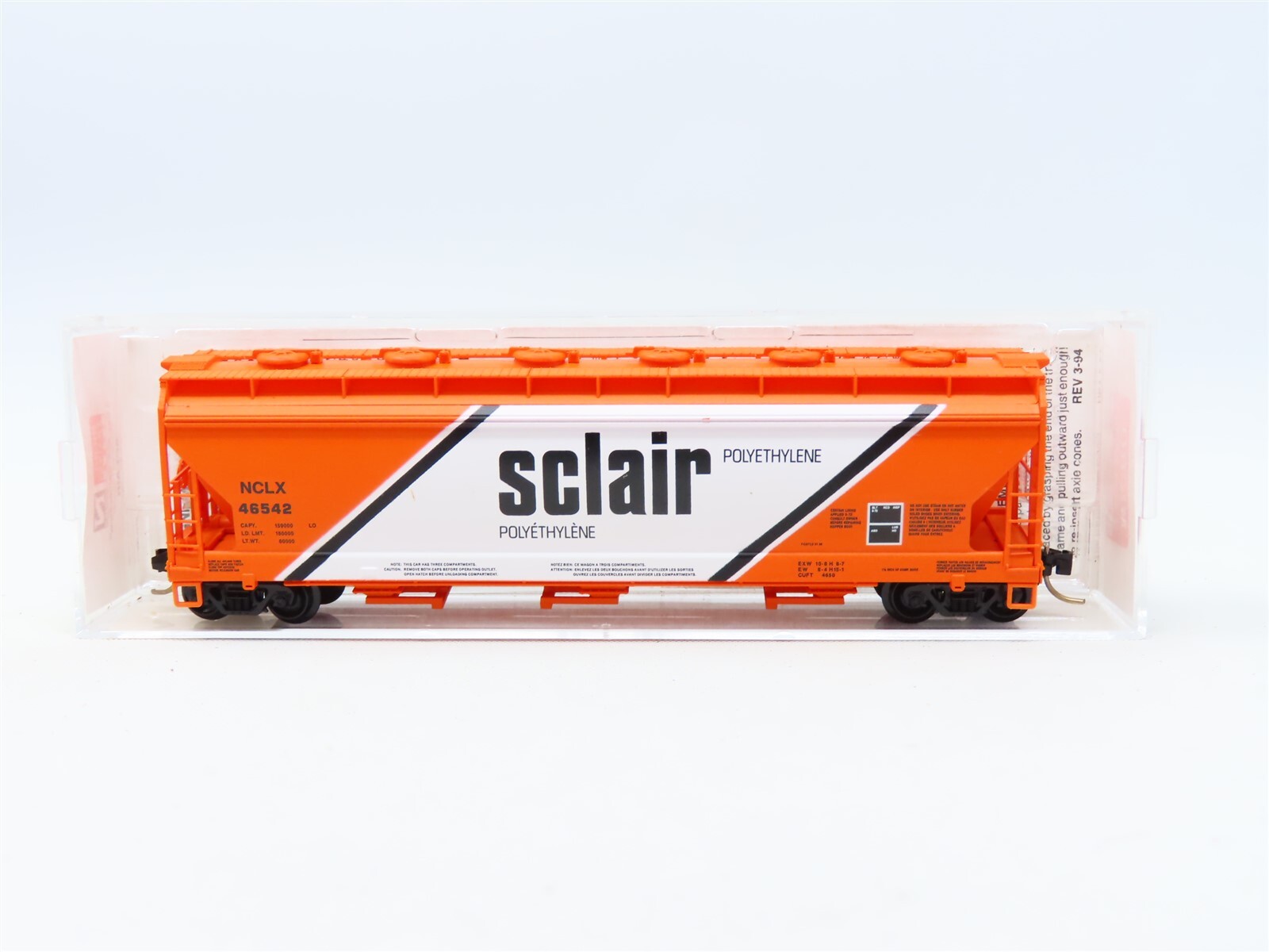 N Scale Micro-Trains MTL #93040 NCLX Sclair 3-Bay Centerflow Hopper ...