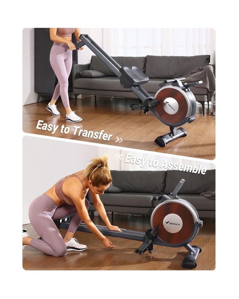 Rowing Machine, MERACH Bluetooth Magnetic Rower Machine with Dual Slide ...