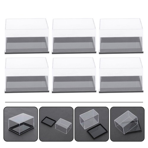 6 Pcs Countertop Box Cube Square Figures Display Case Showcase Specimen ...