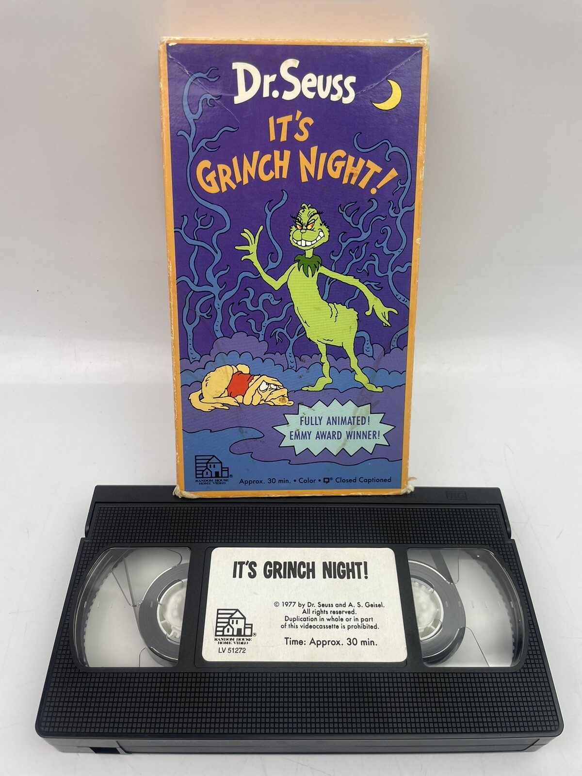 1992 Dr. Seuss IT'S GRINCH NIGHT VHS Tape - COMPLETE w/ Slipcover Case ...