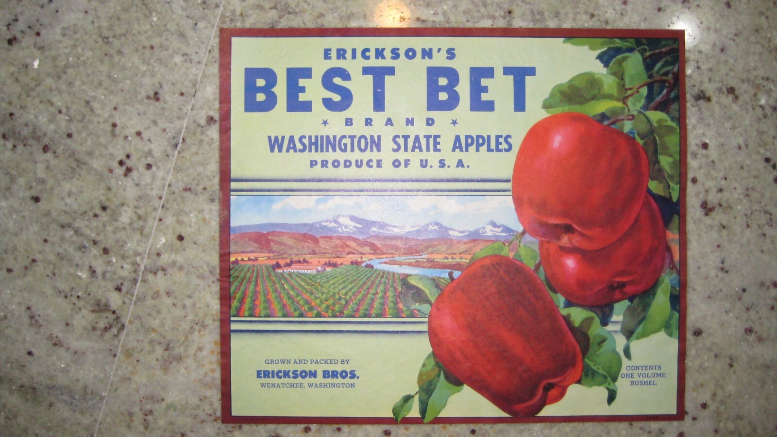 ORIGINAL BEST BET APPLE WOOD CRATE LABEL ERICKSON BROTHERS WENATCHEE | eBay