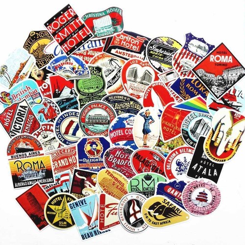 55pc/lot Vintage Old Fashioned Style Luggage Suitcase Stickers;best ...