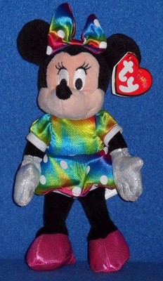 TY DISNEY MINNIE MOUSE TY DYE SPARKLE DRESS BEANIE BABY - MINT with ...