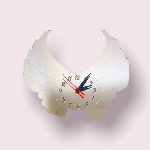 Angel Wings Shaped Silent Tick Acrylic Clocks - Many Colours, Bespoke ...