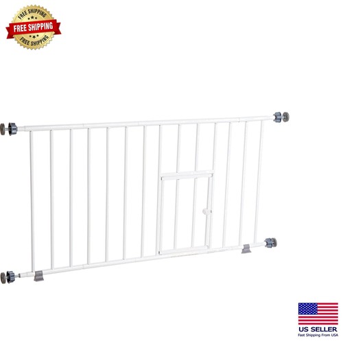 All-Steel Mini Pet Gate with Small Pet Door - Stylish White Design 18 ...
