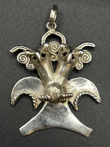 Vintage Aztec Maya Quetzal Two Head Bird Sterling Silver Pendant 2.4 ...