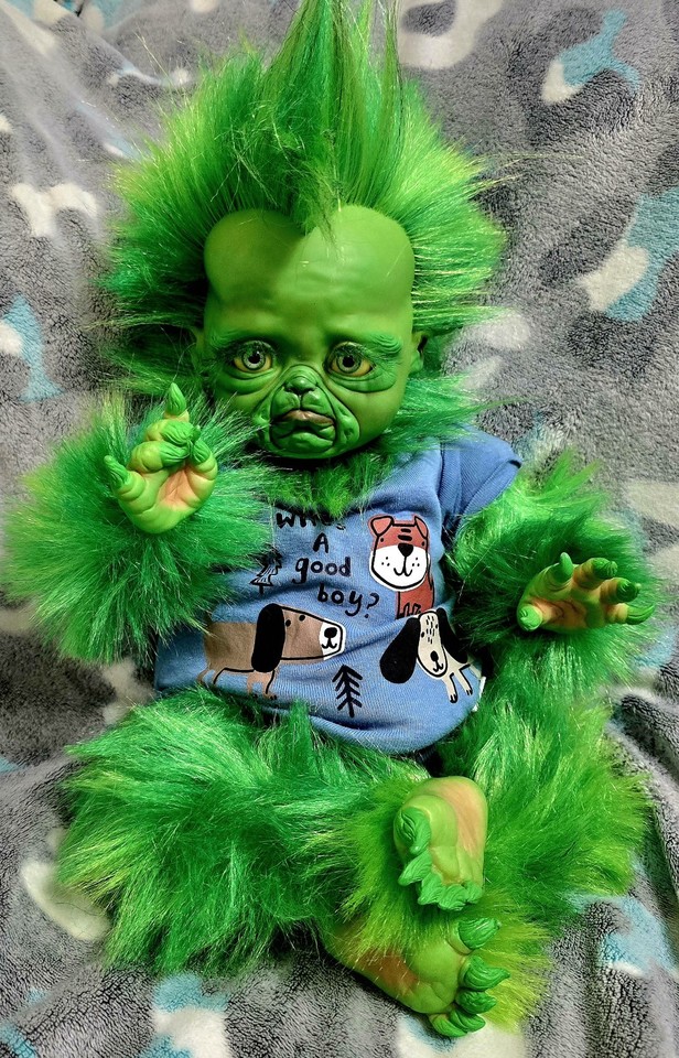 Ooak Jolly Grinch Reborn Doll Hand Rooted And Painted! | eBay