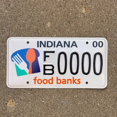 1999 2000 Indiana Graphic Sample License Plate Auto Tag Food Banks FB ...
