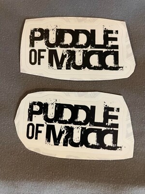 Lot (2) PUDDLE OF MUDD 1 1/4" x 2 1/2" Band Logo STICKERS Black FAST ...