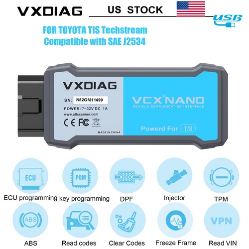 VXDiag VCX NANO OBD2 Diagnostic Tool TIS Techstream Code Reader Fit for ...