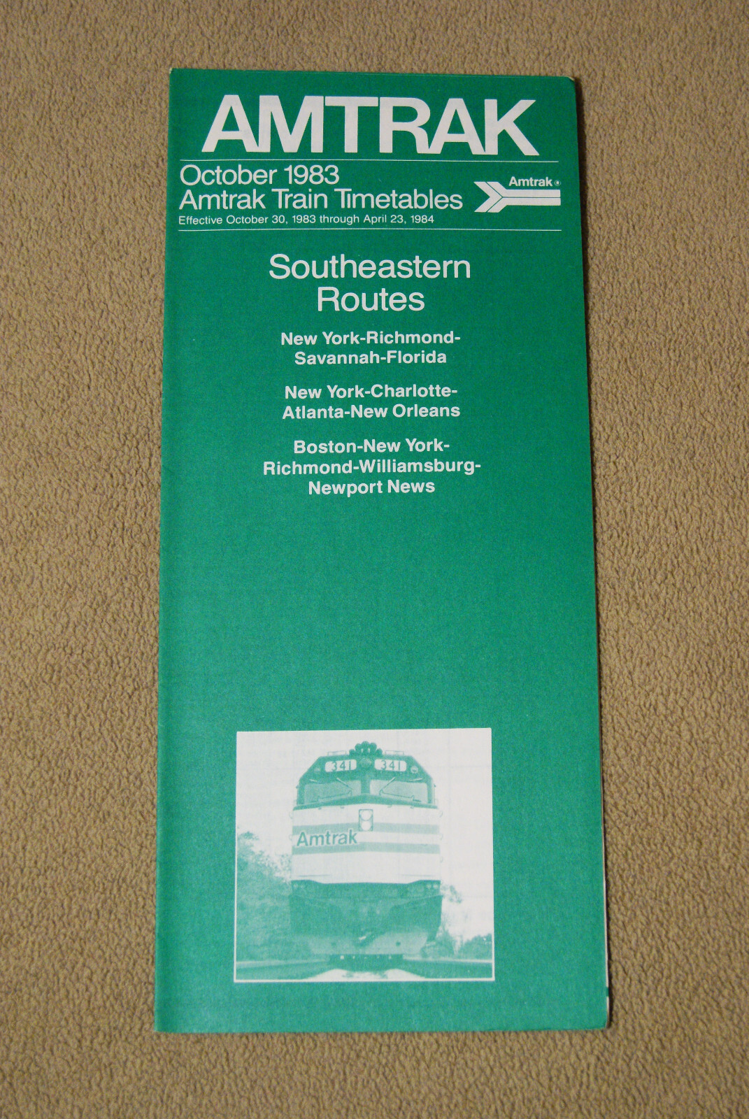 Amtrak Timetable - Southeastern Routes - Oct, 1983 | eBay