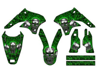 2008-2018 KLX 450 FLAMING GEARHEAD Green Senge Graphics Kit Compatible ...