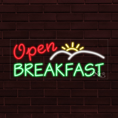 NEW "OPEN BREAKFAST" w/LOGO 30x12x1 INCH LED FLEX WINDOW/WALL INDOOR ...