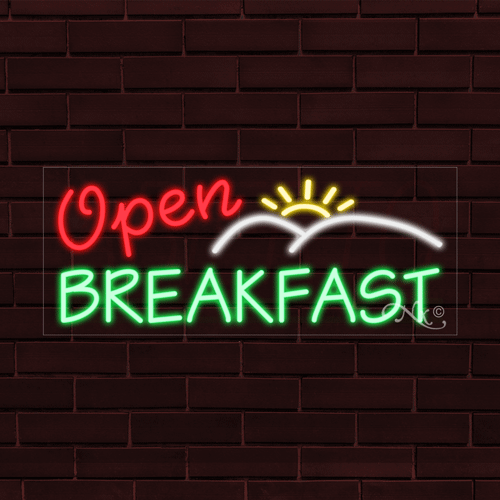 NEW "OPEN BREAKFAST" w/LOGO 30x12x1 INCH LED FLEX WINDOW/WALL INDOOR ...