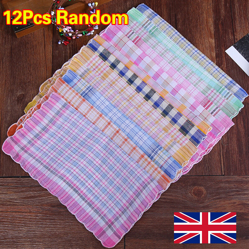 12PCS Womens Mixed Color Hankerchiefs Ladies Printed Cotton ...