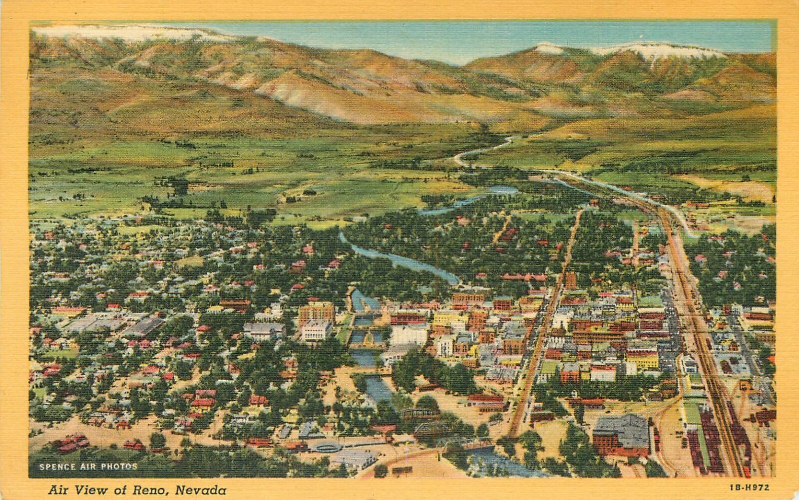 Reno Nevada Air View Vintage Linen Postcard Curteich 1B 1941 | eBay