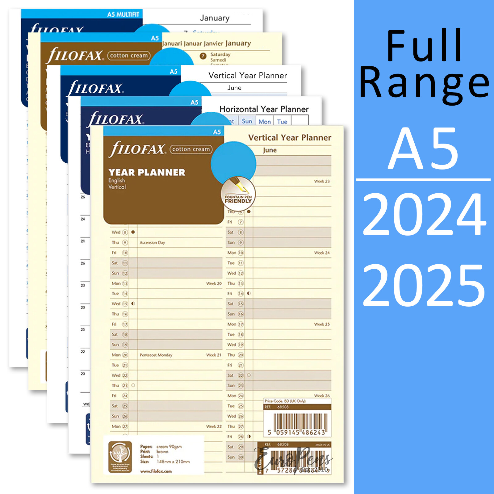 Filofax A5 Refill 2024 or 25 Organiser Inserts Refills Planners - Full ...