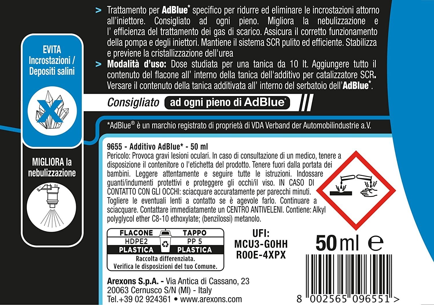 Additivo per ADBLUE AREXONS Evita le incrostazioni e formazione di ...