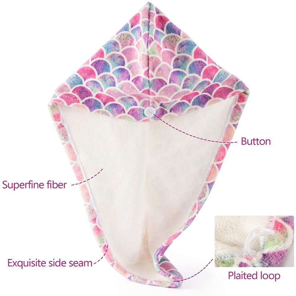 Microfiber Towels Hair Dry Wrap Fish Scale Printed Hair Drying Towel ...