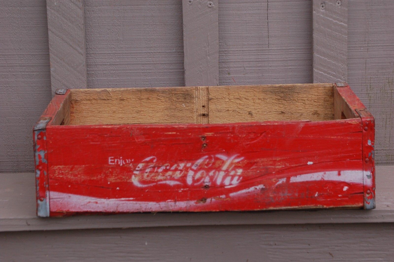 Wooden Red Coca Cola Coke Soda Pop Bottle Crate Carrier Case Open Box ...