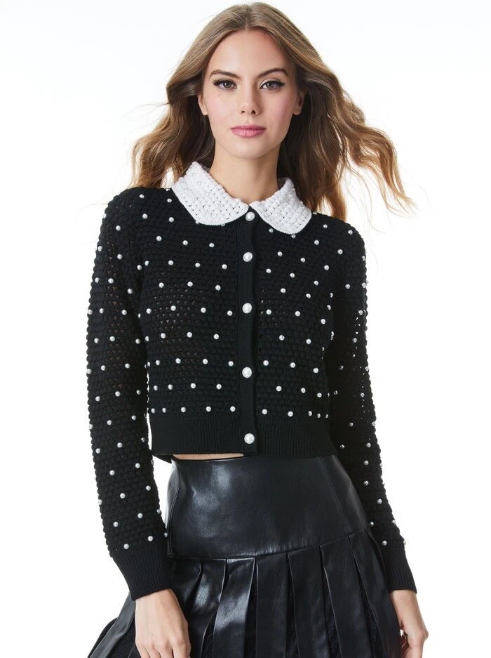 NWOT Alice + Olivia Collins Pearl Embellished Crochet NWOT Alice + Olivia Collins Pearl Embellished Crochet