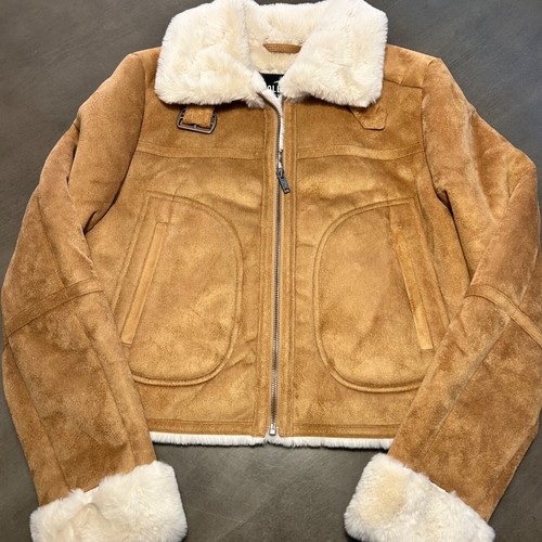Hollister Faux Suede Aviator Jacket Tan with Sherpa Lining - Size XS | eBay