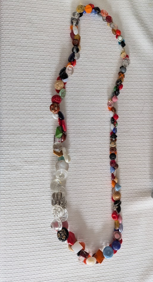 Handmade 28" Necklace Vintage Glass Shank Buttons 140 Graduated Sinew ...