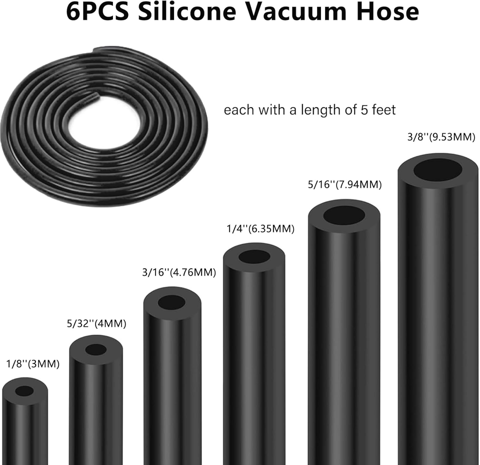 Vacuum Line Kit, 6PCS 5Ft Hose Automotive with 64PCS Black | eBay
