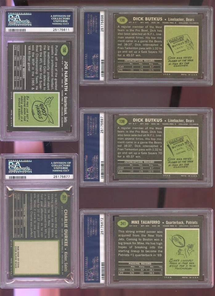 1969 Topps #257 Charlie Durkee PSA AA Graded Football Card New Orleans ...