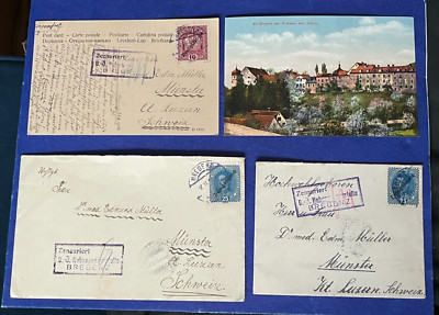 LOT x4 GERMAN AUSTRIA WWI CENSOR BREGENZ ! POSTCARDS COVERS STAMPS ...