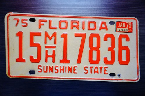 1975 1979 Florida MOBILE HOME License Plate 15M/H 17837 Sunshine State ...