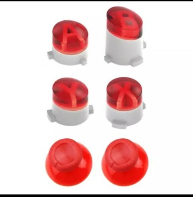 XBOX ONE CUSTOM ABXY W/LETTERS REPLACEMENT BUTTONS/THUMBSTICK KIT RED ...