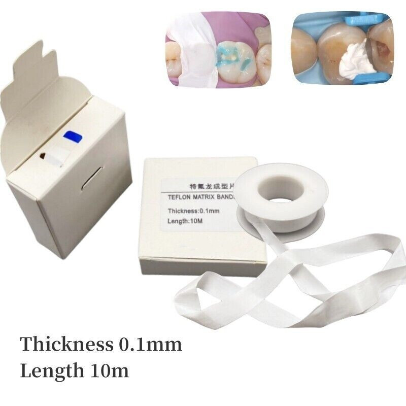 10M/Roll Dental Teflon Matrix Bands PTFT White Universal Matrices ...