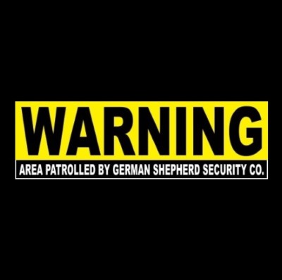 "AREA PATROLLED BY GERMAN SHEPHERD SECURITY CO." home STICKER sign K-9 ...