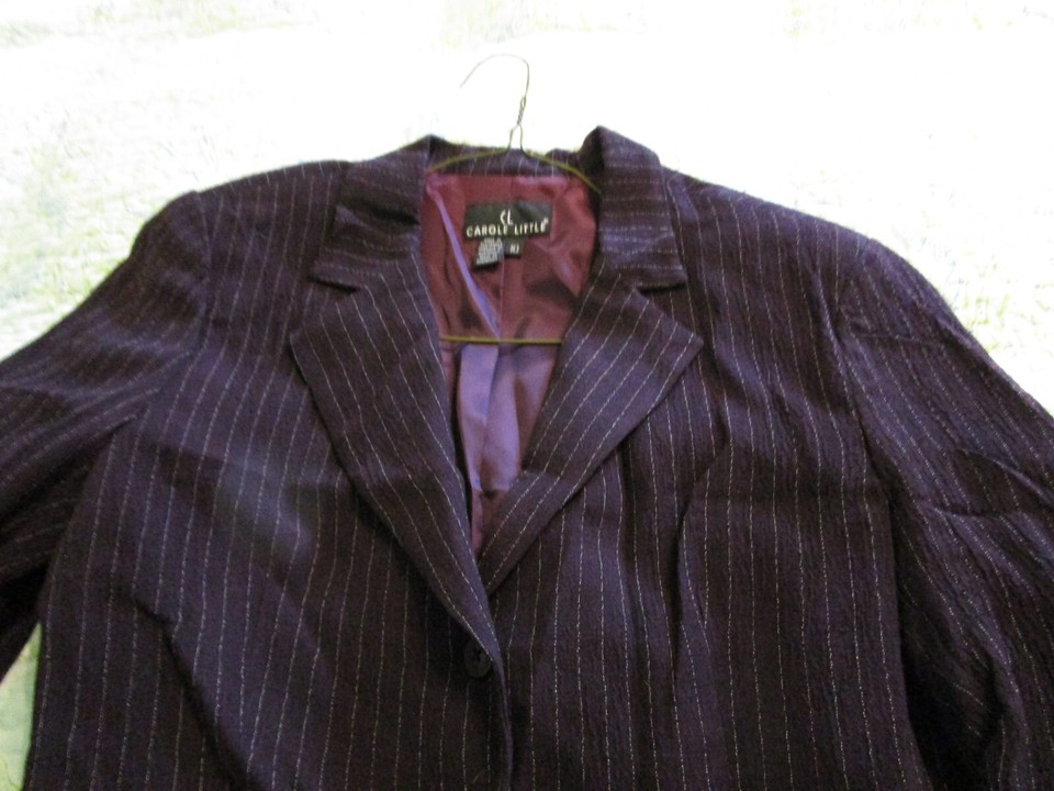 Women's Pant Suit Set Size 10 Black with White Pinstripes Vintage ...