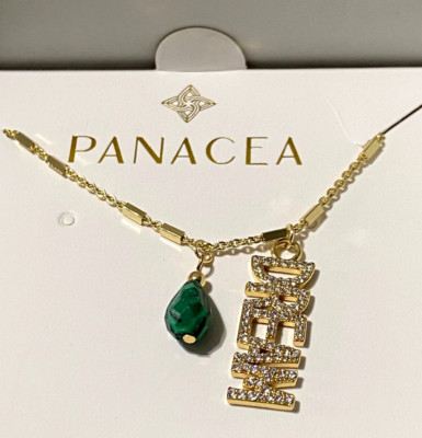PANCEA Crystal DREAM CHARM with Green AGATE CHARM Pendant NECKLACE NWT ...