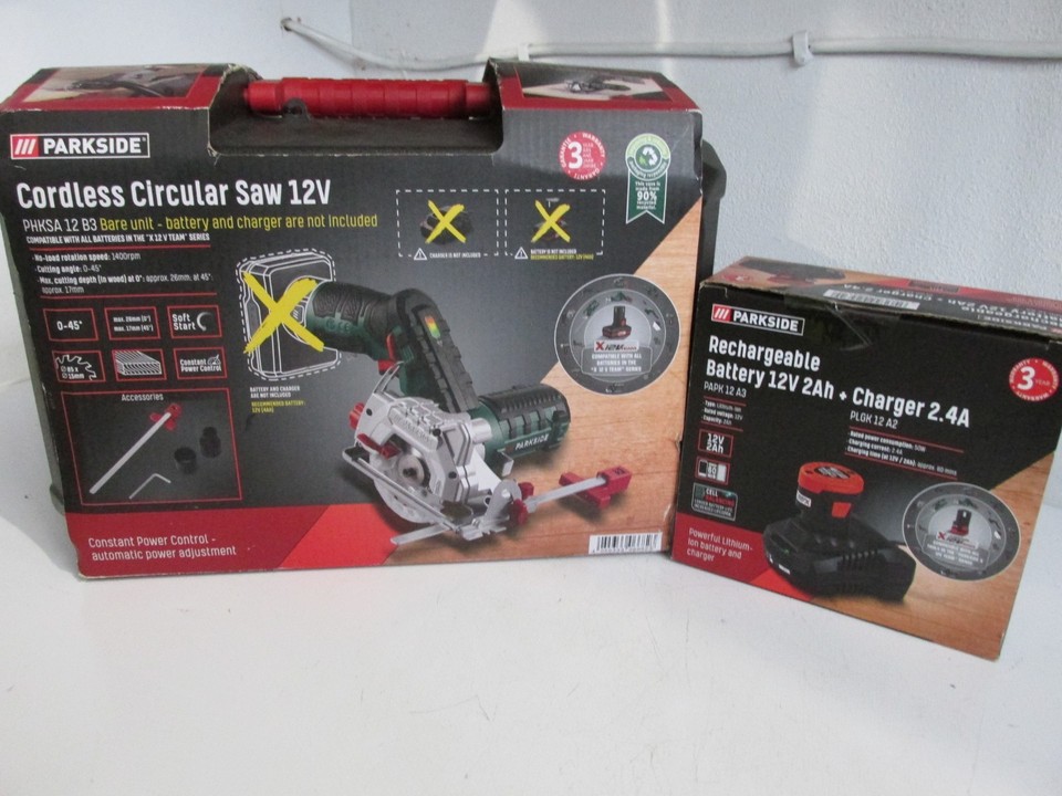 PARKSIDE 12v Cordless Circular Saw With 2ah Battery, Charger &Storage ...