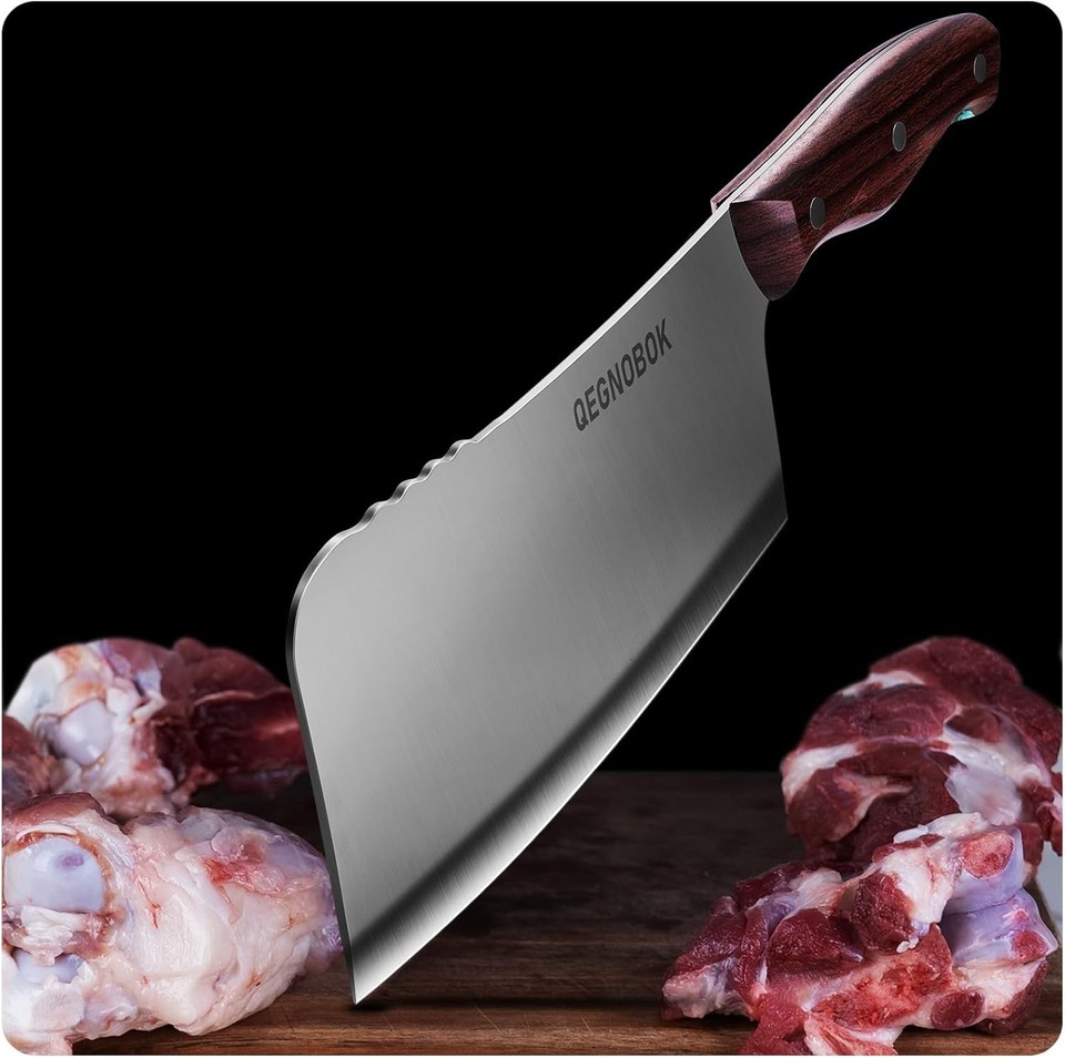 Professional Meat Cleaver Knife, 7 Inch Butcher Knife, Heavy Duty Bone ...