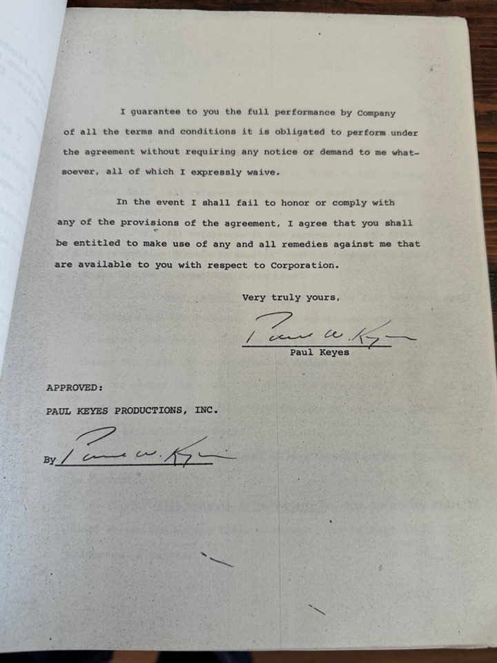 PAUL KEYES WRITER JOHN WAYNE SWING OUT SWEET LAND CONTRACT SCRIPT HAND ...