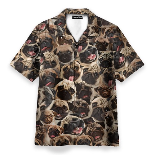 Pug Awesome Funny Buttons Up Shirts Hawaiian Shirt | eBay