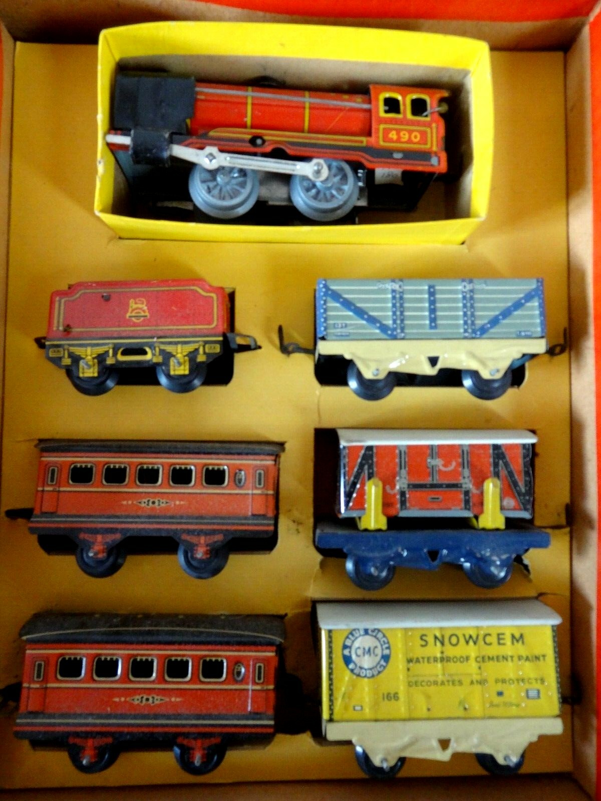 Vintage RARE tin toy Wind up combination passenger train set Mettoy ...