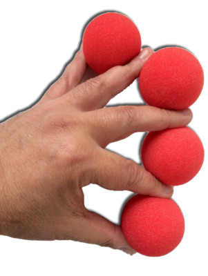 4 SPONGE BALLS RED Magic Trick Close Up Clown 2" Foam Magician Set ...