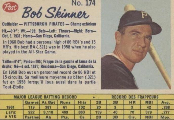 1962 Post Canadian - Bob Skinner #174 for sale online | eBay