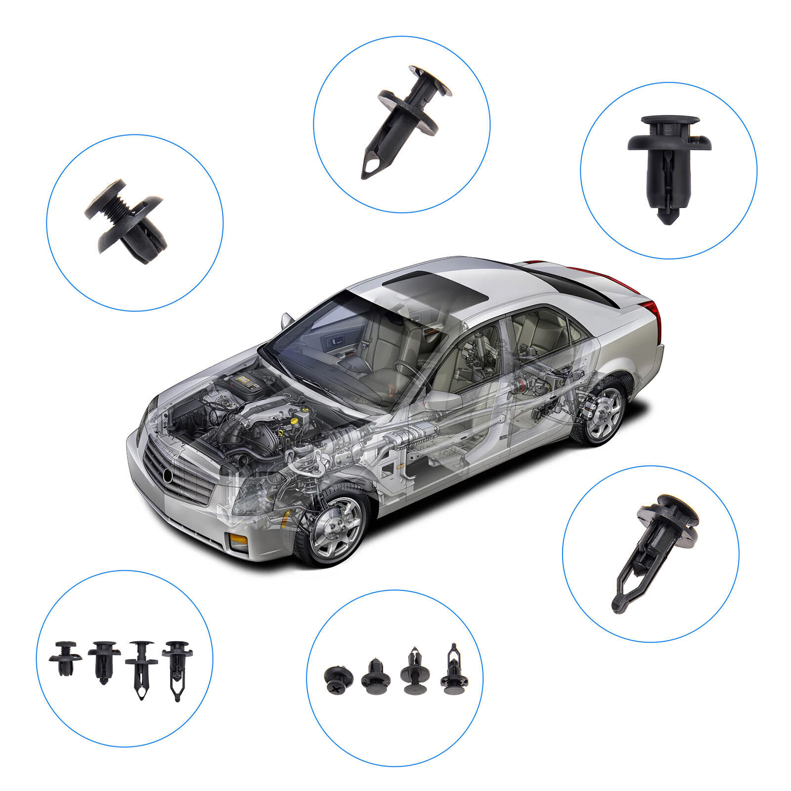 40Pcs Black Car Push Retainer Pin Body Trunk Bumper Rivet Trim Moulding ...