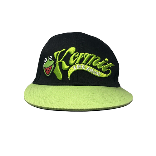 Muppets Disney Kermit the Frog Flatbill Snapback Hat Green Black ...