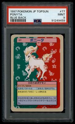Pokemon Japanese Topsun Blue Back 077 77 1st Ponyta Card 1995 PSA 9 ...