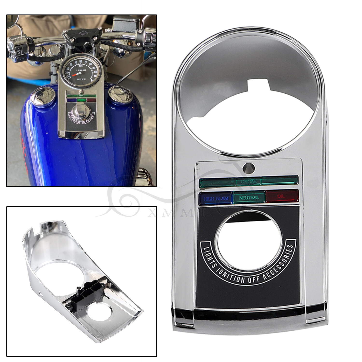 Motorcycle Chrome Dash Speedometer Panel Fit For Harley Softail FXSTC ...