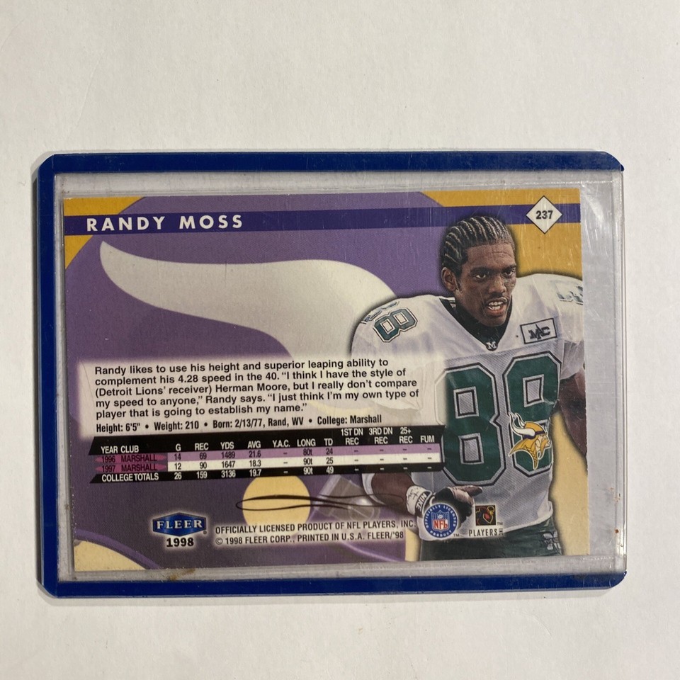 1998 Fleer Tradition #237 Randy Moss Rookie Card RC - Quality Available ...